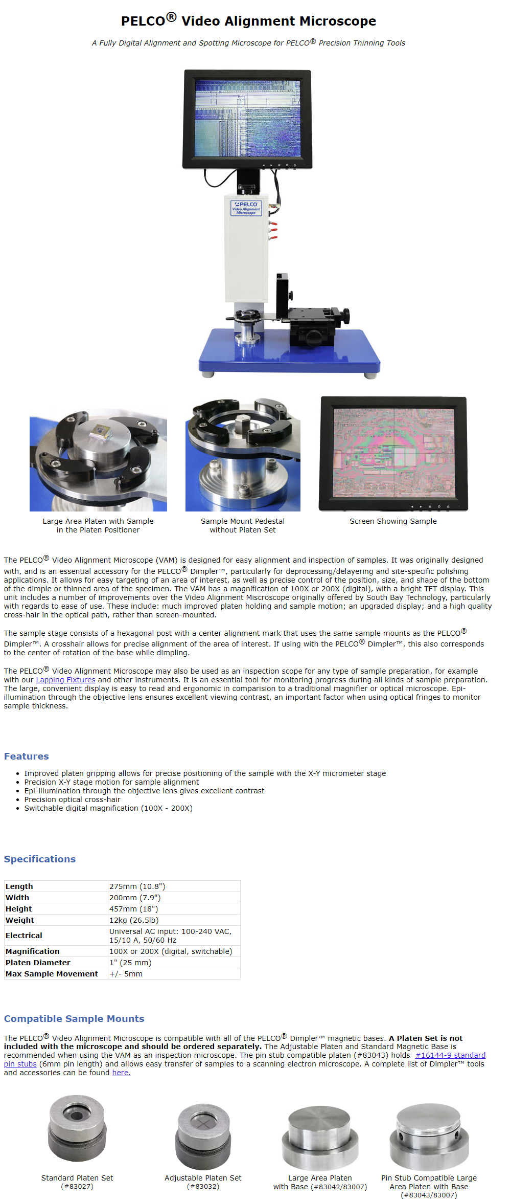PELCO Video Alignment Microscope > TED PELLA | 나노파이오니아